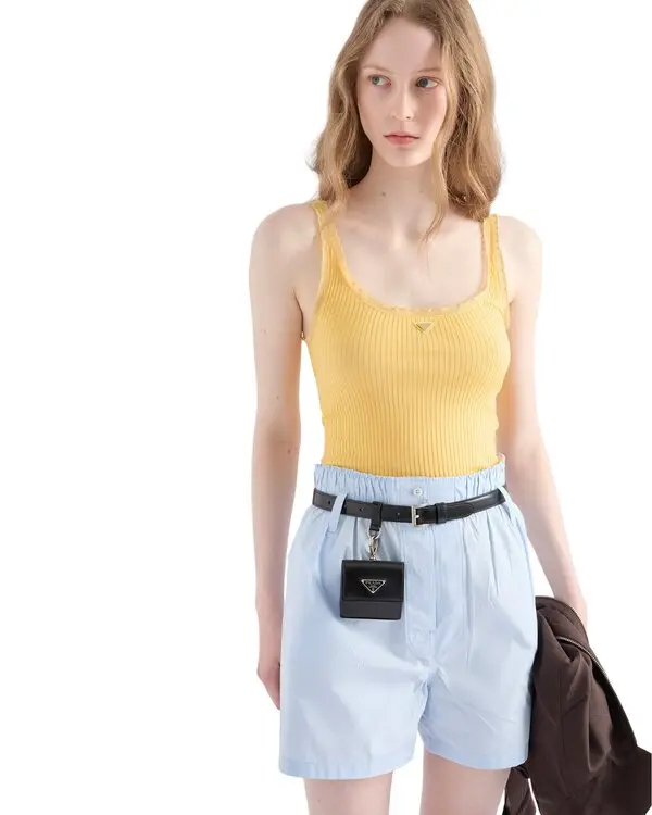 Prada Ribbed Cotton Top - Yellow