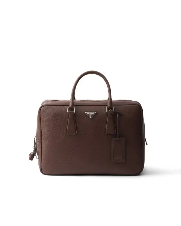 Prada Leather Work Bag - Brown