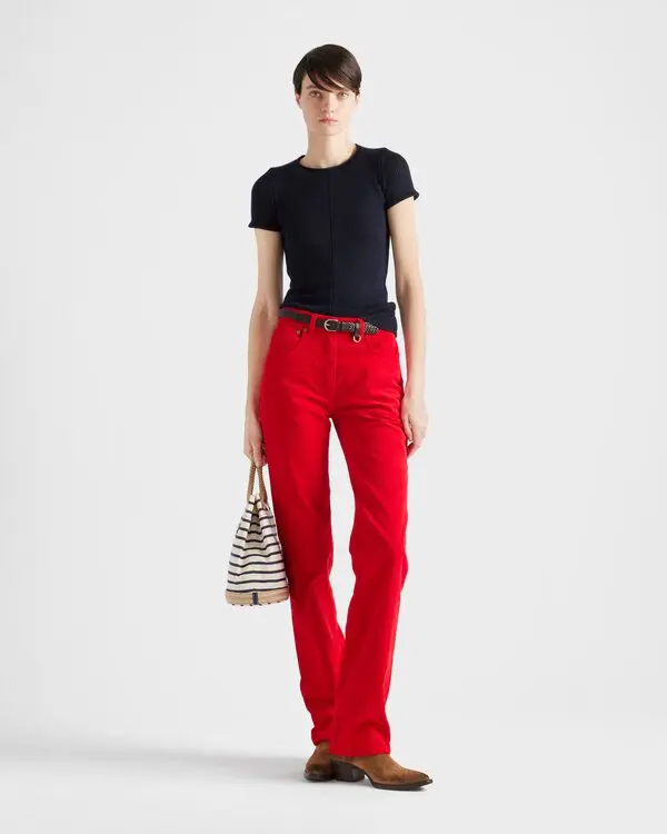 Prada Five-pocket Wide-leg Corduroy Pants