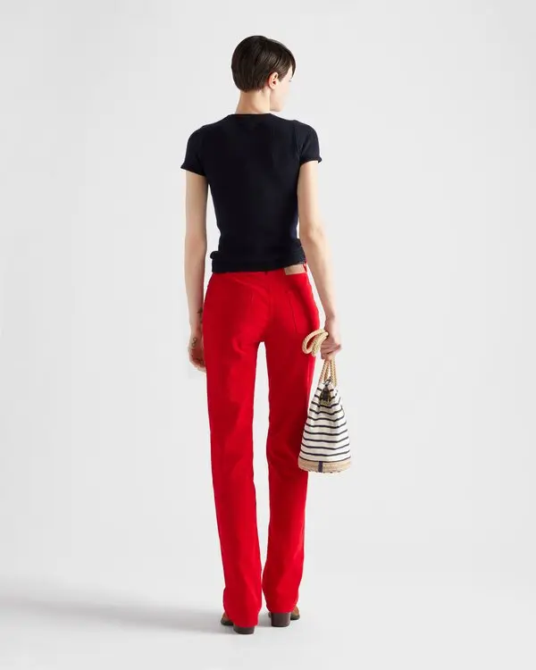 Prada Five-pocket Wide-leg Corduroy Pants