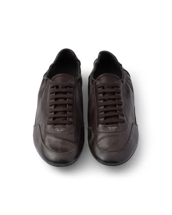 Prada Collapse Leather Sneakers - Brown
