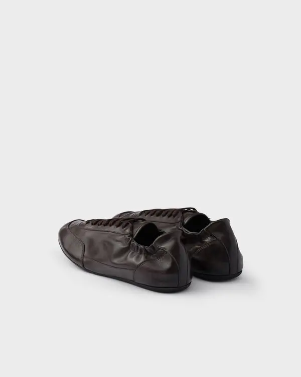 Prada Collapse Leather Sneakers - Brown