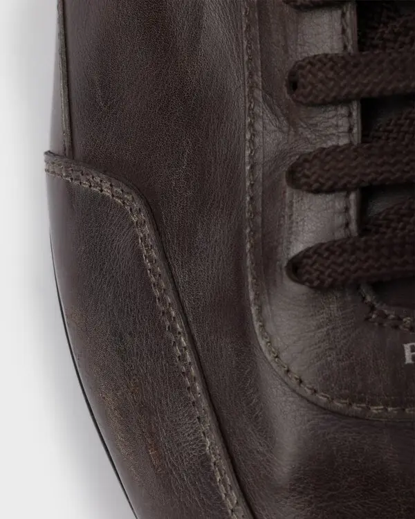 Prada Collapse Leather Sneakers - Brown