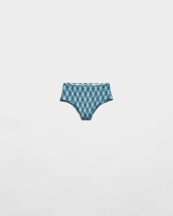 Prada Checked Print Jersey Bikini Bottom - Anise