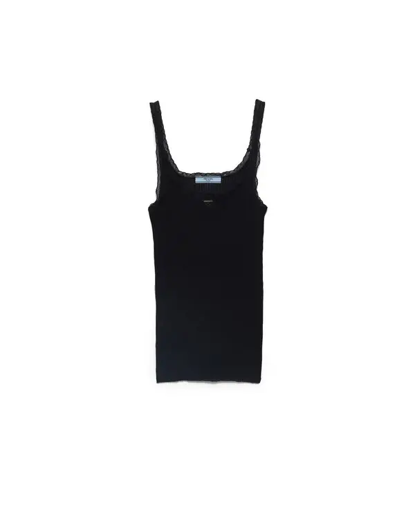 Prada Ribbed Knit Top - Black