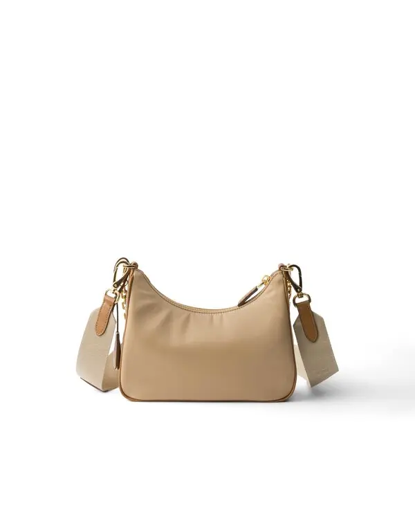 Prada Re-edition 2005 Re-nylon And Saffiano Leather Bag With Charm - Brown