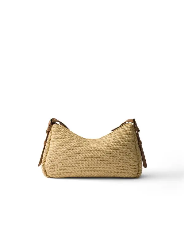 Prada Aimée Large Crochet And Leather Bag - Neutral