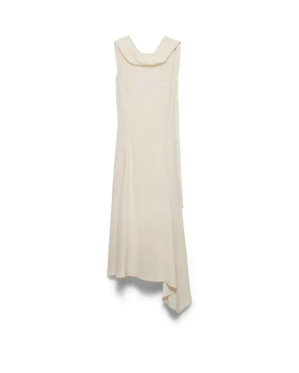 Prada Asymmetrical Satin Crepe Dress - Neutral