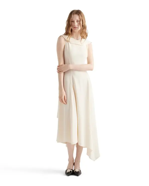 Prada Asymmetrical Satin Crepe Dress - Neutral