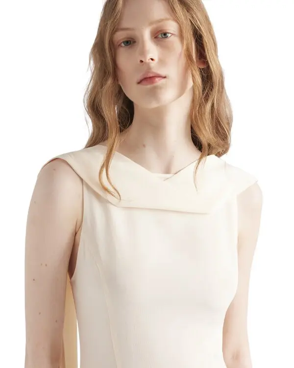 Prada Asymmetrical Satin Crepe Dress - Neutral