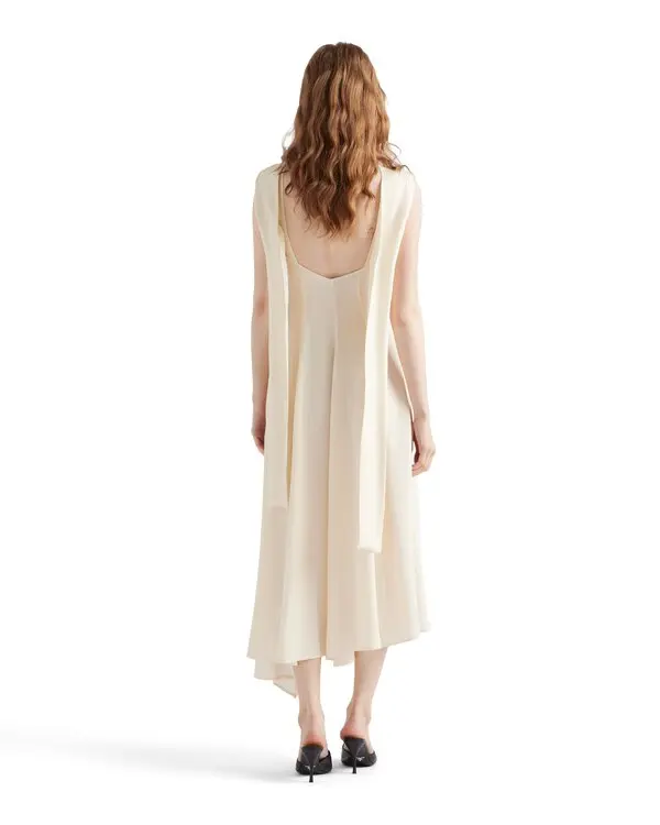Prada Asymmetrical Satin Crepe Dress - Neutral
