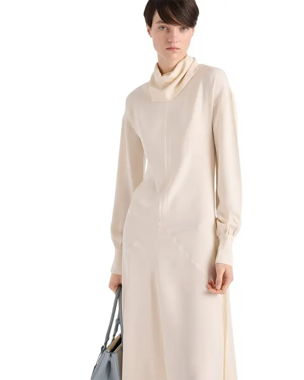Prada Silk Broadcloth Midi-dress - Neutral