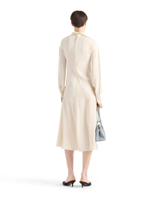 Prada Silk Broadcloth Midi-dress - Neutral