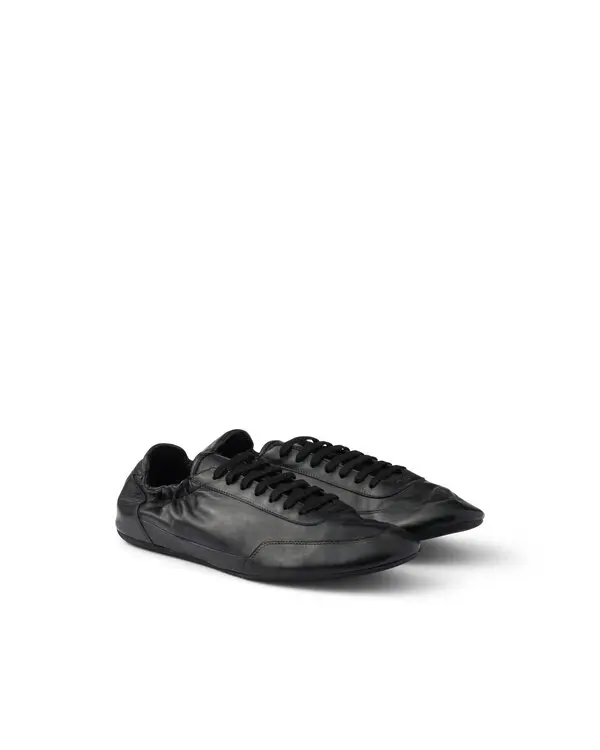 Prada Collapse Leather Sneakers - Black