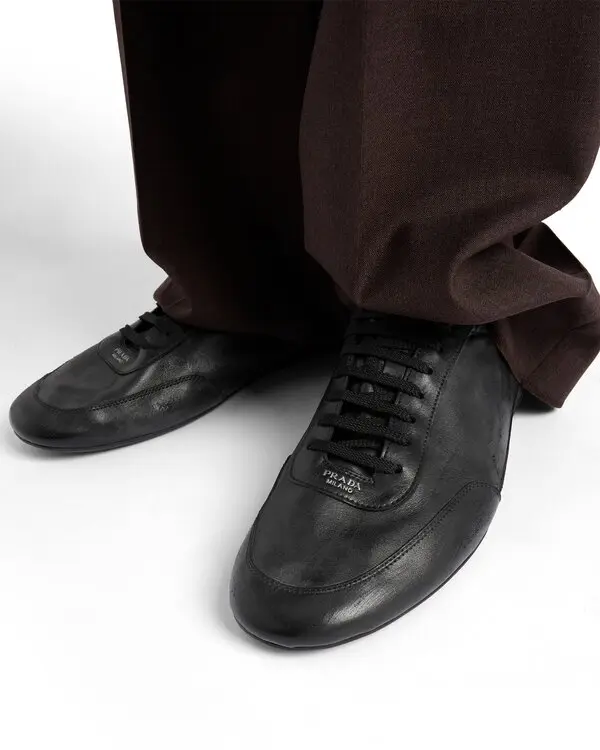 Prada Collapse Leather Sneakers - Black