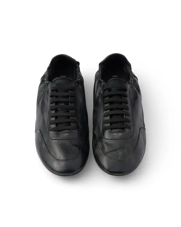 Prada Collapse Leather Sneakers - Black