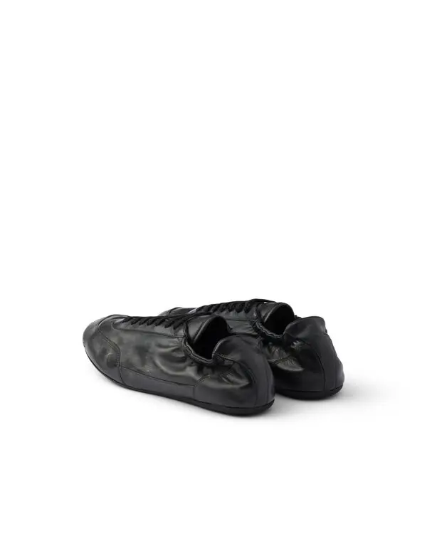 Prada Collapse Leather Sneakers - Black