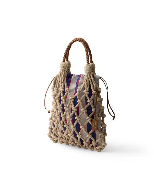 Prada Noué Medium Macramé Bag - Neutral