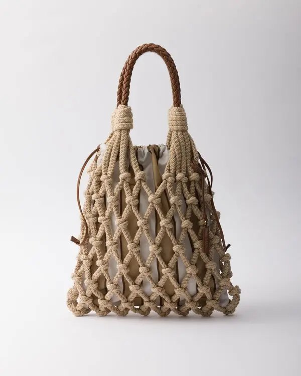Prada Noue Medium Macramé Bag - Neutral