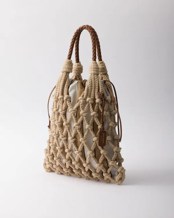 Prada Noue Medium Macramé Bag - Neutral