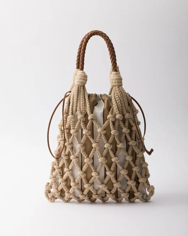 Prada Noue Medium Macramé Bag - Neutral