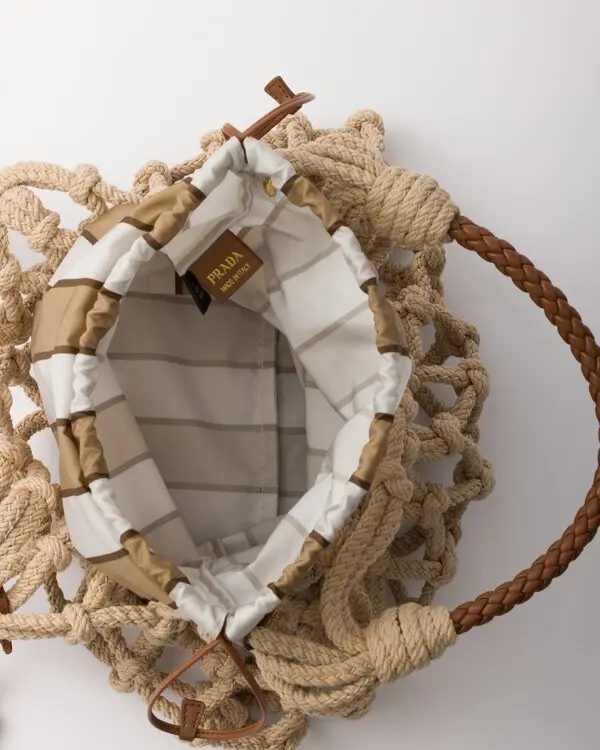 Prada Noue Medium Macramé Bag - Neutral