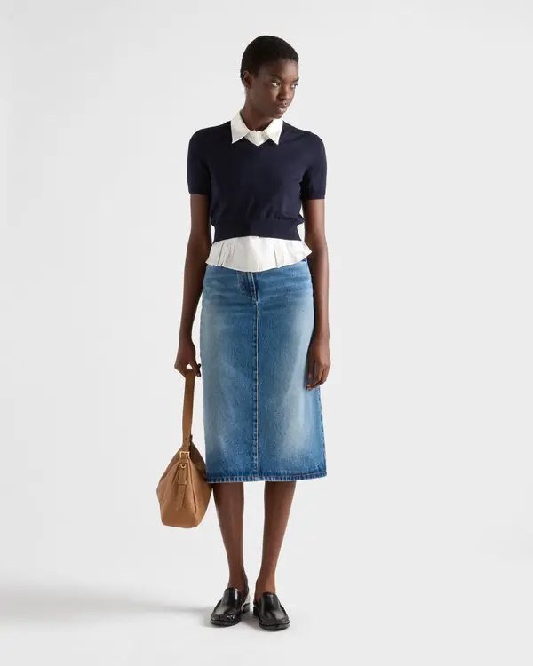 Prada Flared Denim Skirt