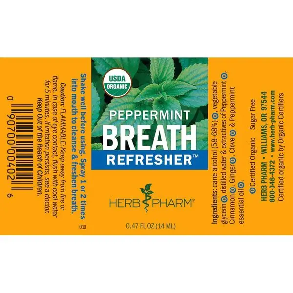HERB PHARM Breath Refresher Peppermint 0.47 Ounce