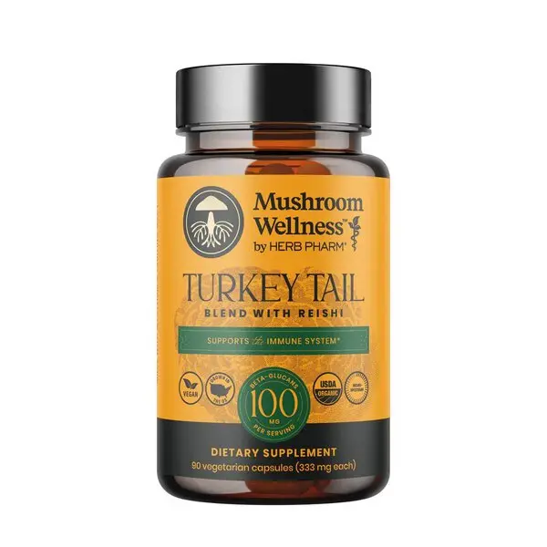 HERB PHARM Turkey Tail Blend With Resihi 90 Capsules - One-color