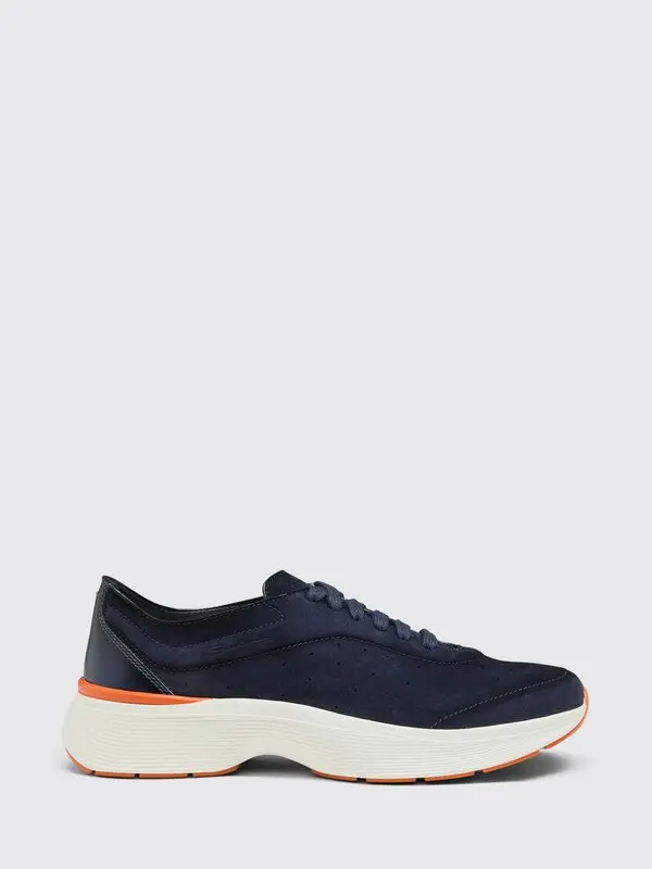 Santoni Suede Lace-up Sneakers - Blue