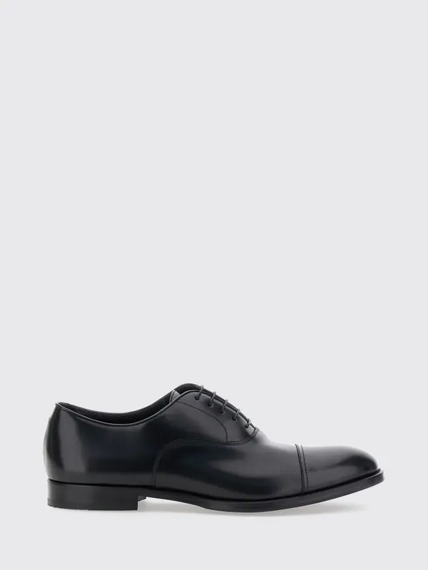 DOUCAL'S Smooth Calfskin Oxford Lace-up Shoes - Black