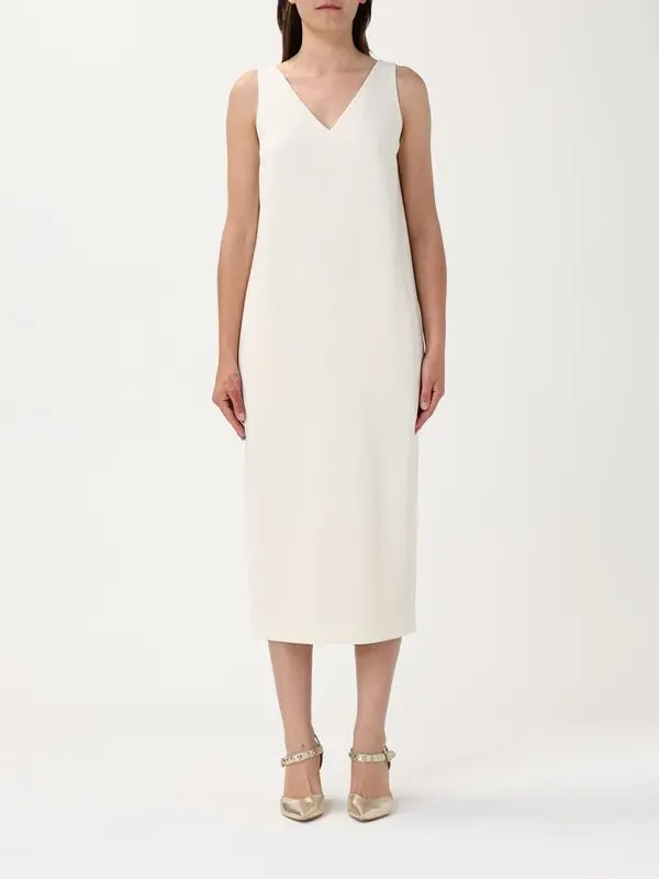 Theory V-neck Midi Dress With Slit - Ivory