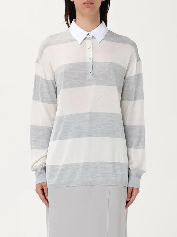 Theory Striped Polo Shirt - Grey