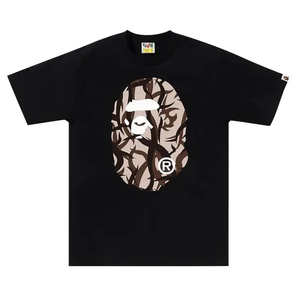 A BATHING APE Trial Camo Big Ape Head Tee /beige - Black
