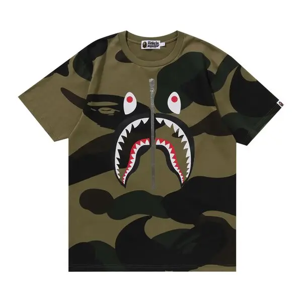 A BATHING APE Giant 1st Camo Shark Tee - Green