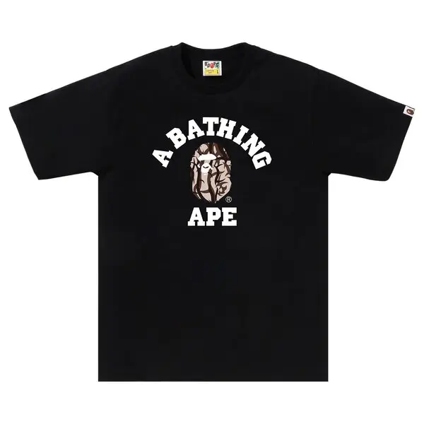 A BATHING APE Trial Camo College Tee /beige - Black