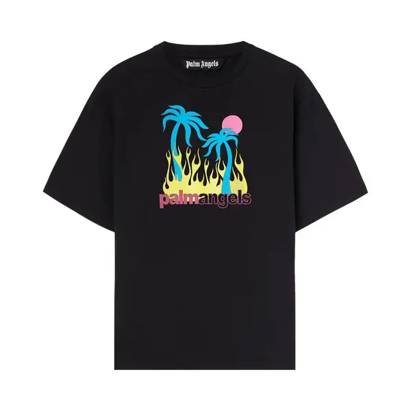 Palm Angels Burning Oasi Slim Tee /multicolor - Black