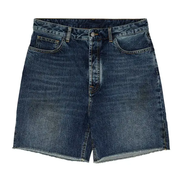 Palm Angels Curved Logo Denim Shorts