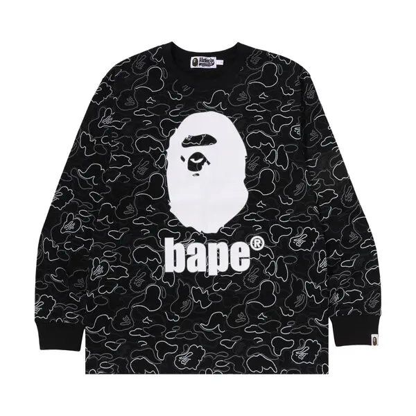 A BATHING APE Neon Camo Long-sleeve Tee - Black