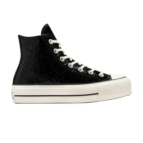 CONVERSE Chuck Taylor All Star Lift Platform High Crinkled Leather Sneakers - Black