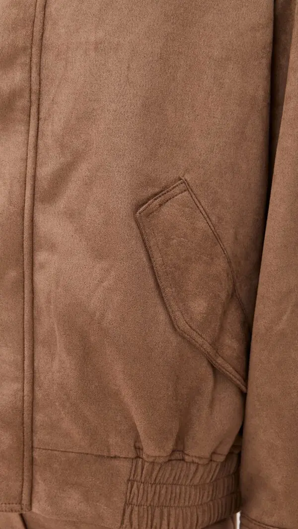 Lioness Kenny Faux Suede Bomber Jacket - Coffee