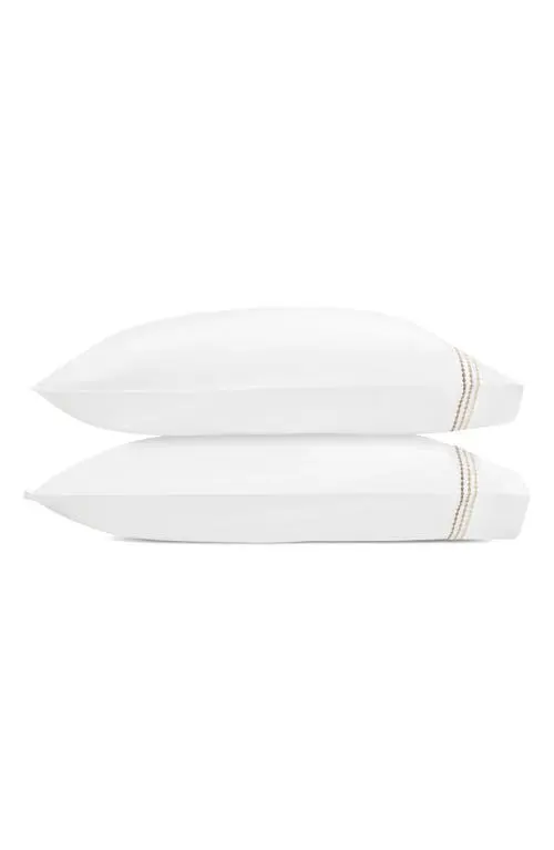 MATOUK Set Of 2 Amara Triple Pearl Embroidered Cotton Pillowcase - Beach