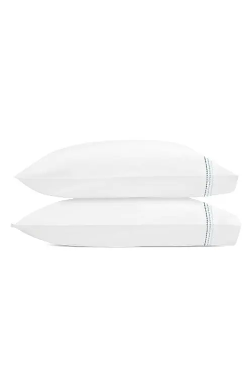 MATOUK Set Of 2 Amara Triple Pearl Embroidered Cotton Pillowcase - Hazy Pool