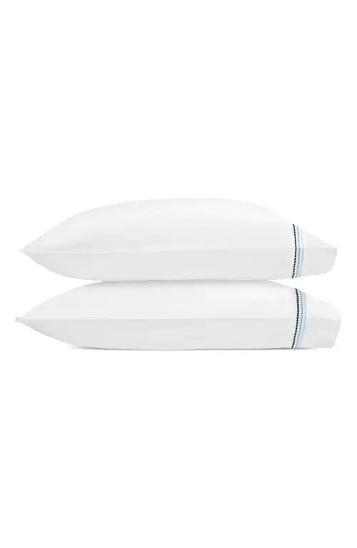 MATOUK Set Of 2 Amara Triple Pearl Embroidered Cotton Pillowcase - Sailor Blue