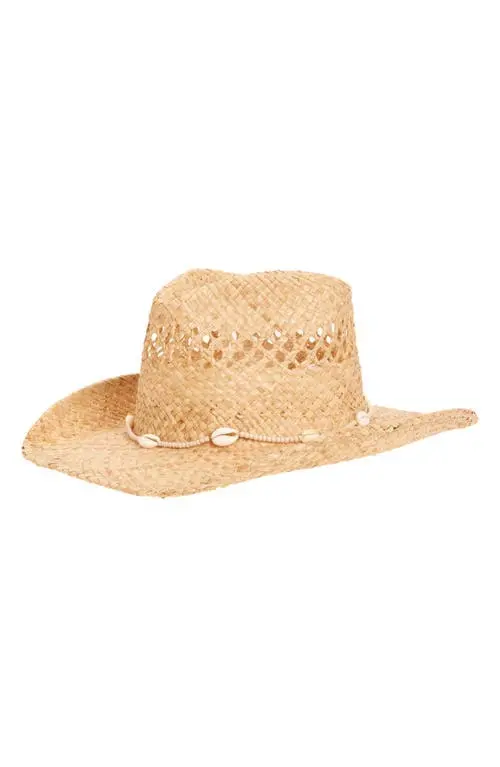 Lack Of Color Seashells Open Weave Cowboy Hat - Natural