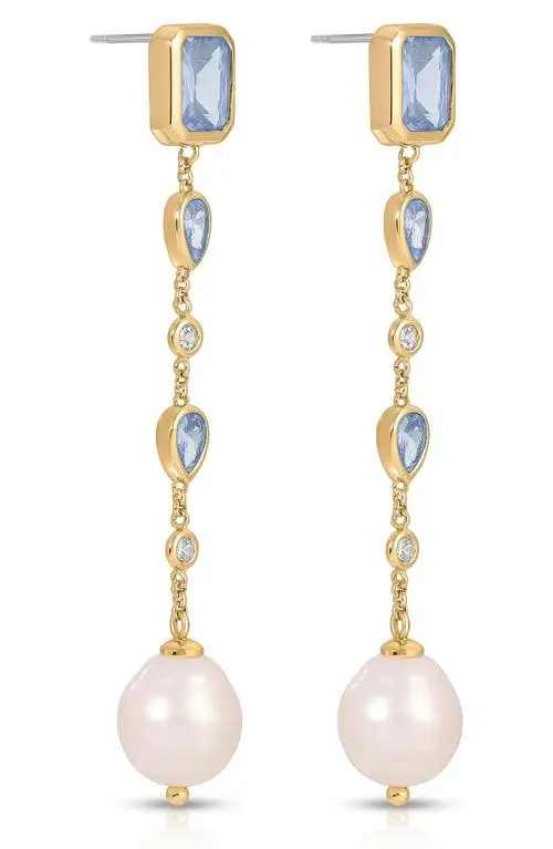 Ettika Cubic Zirconia And Faux Pearl Drop Earrings