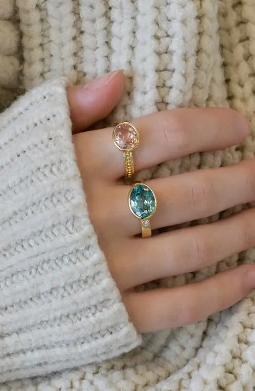 Anzie Classique Oval Ring With Sapphire And Diamonds - Green
