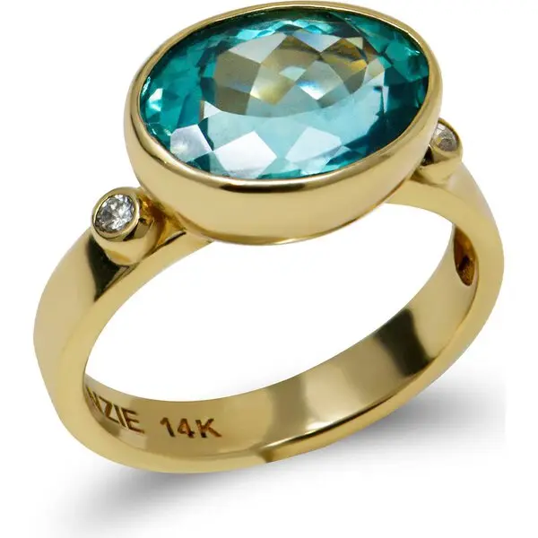 Anzie Classique Oval Ring With Sapphire And Diamonds - Green