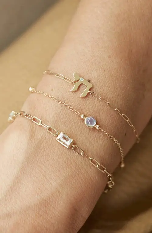 Anzie 14k Gold Chai Charm Diamond Bracelet