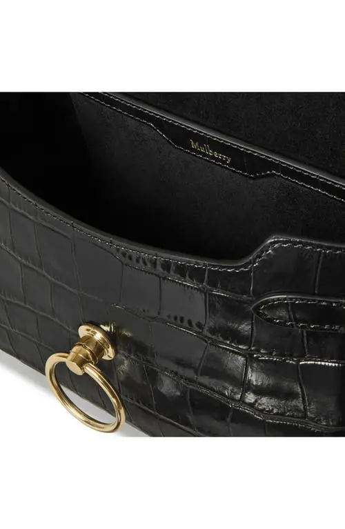 Mulberry Small Amberley Croc Embossed Satchel - Black